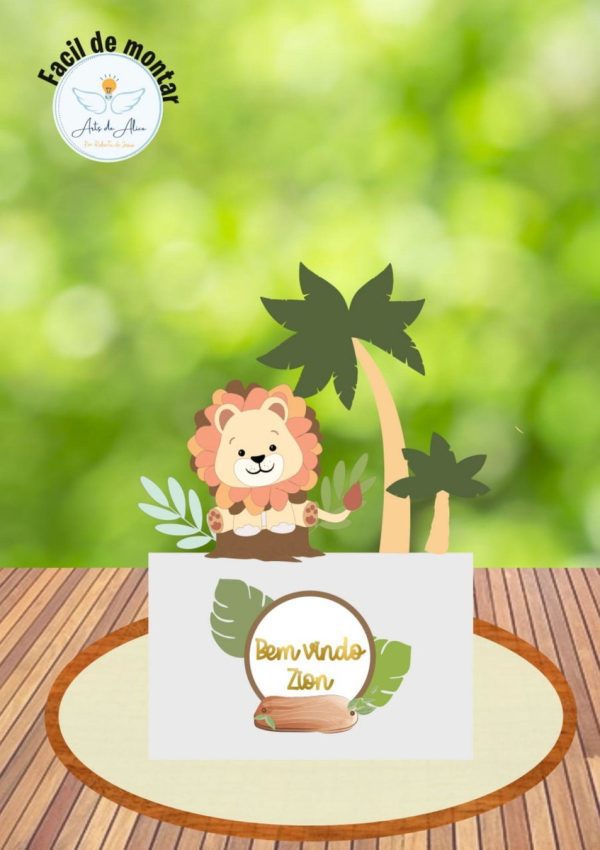 arquivo topo leãozinho cute em camadas - Topo de Bolo Para Imprimir