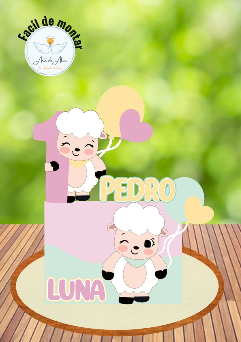 Arquivo Topo Ovelhinhas Cute Em Camadas - Topo de Bolo Para Imprimir