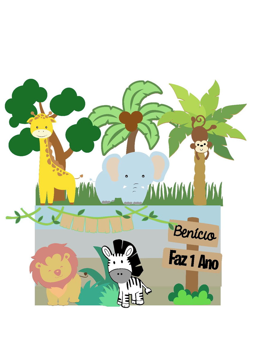 arquivo topo safari cute em camadas - Topo de Bolo Para Imprimir