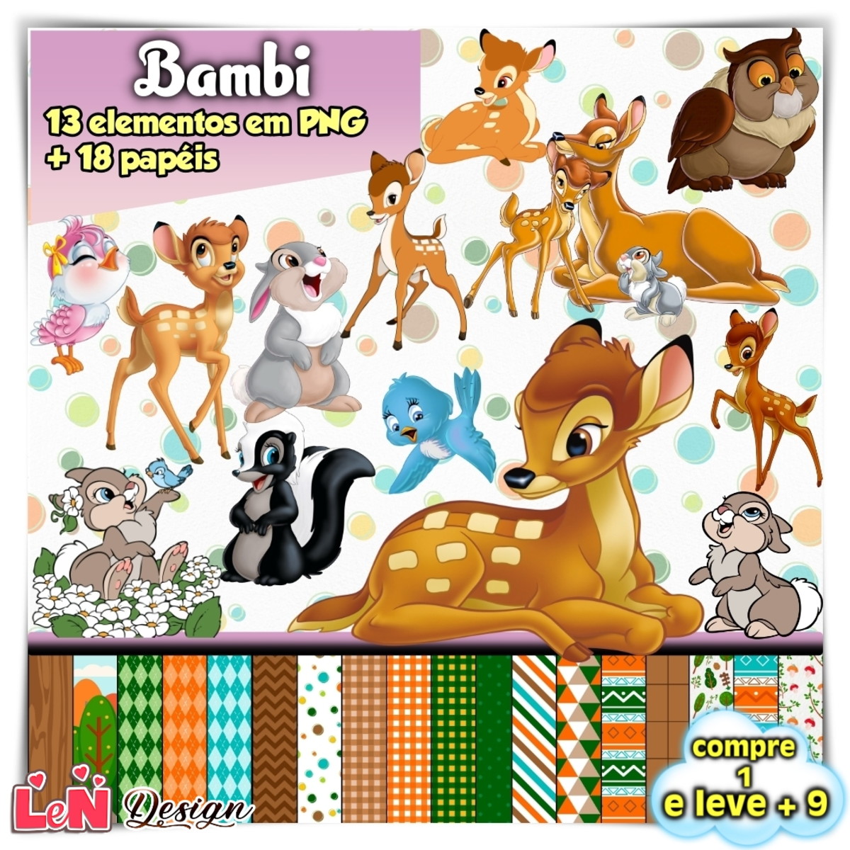Kit Digital Bambi – Topo de Bolo Para Imprimir