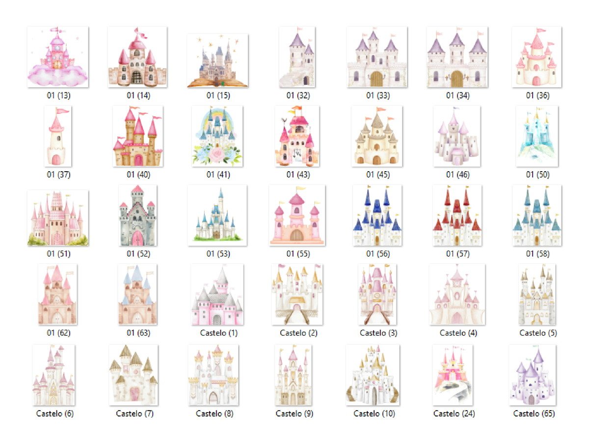 Kit Digital - Castelos Aquarela 02 - Topo de Bolo Para Imprimir