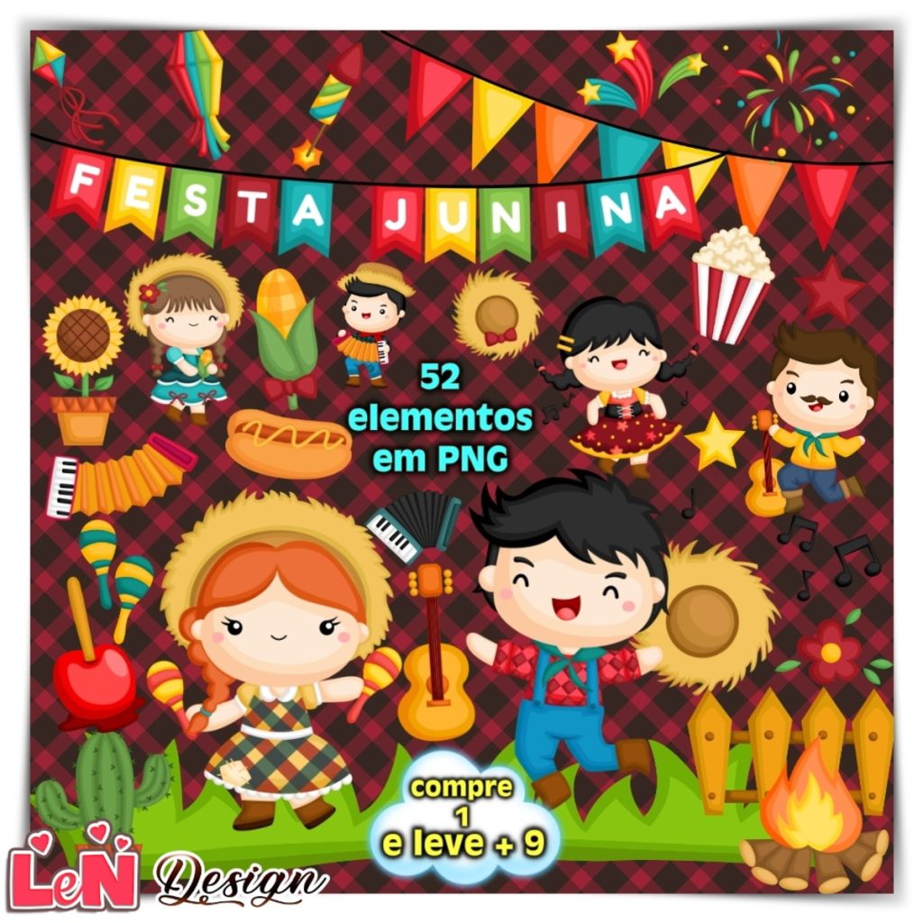 Kit Digital Festa Junina - Topo de Bolo Para Imprimir