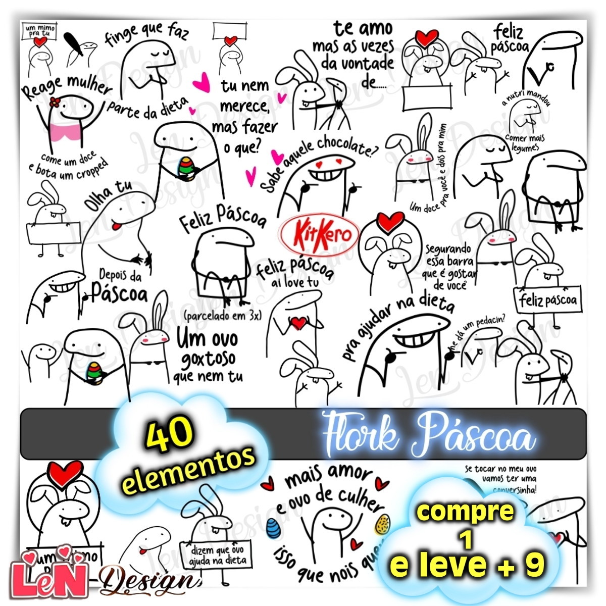 Kit Digital Flork Páscoa - Topo de Bolo Para Imprimir