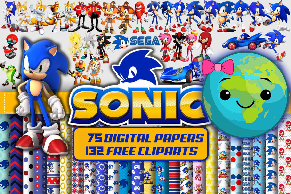 Kit Digital Sonic - Topo de Bolo Para Imprimir