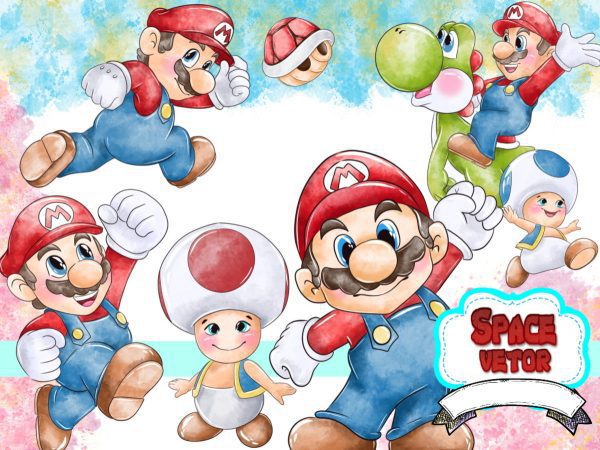 Super Mario Aquarela Kit Digital Compre 1 Leve 2 – Topo de Bolo Para ...