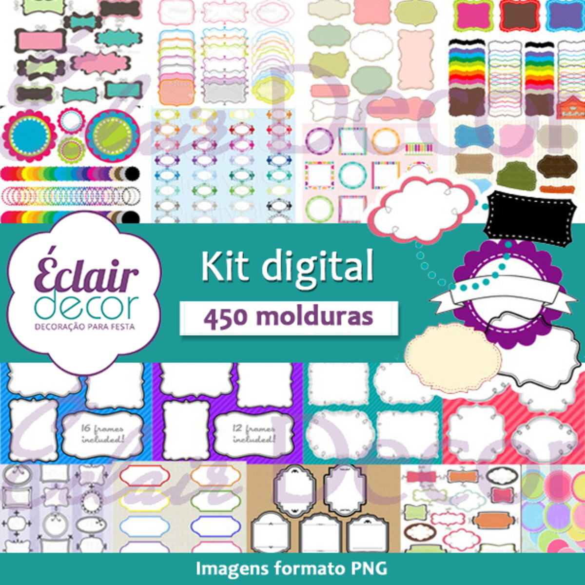 Kit Digital MOLDURAS / FRAMES – Topo de Bolo Para Imprimir