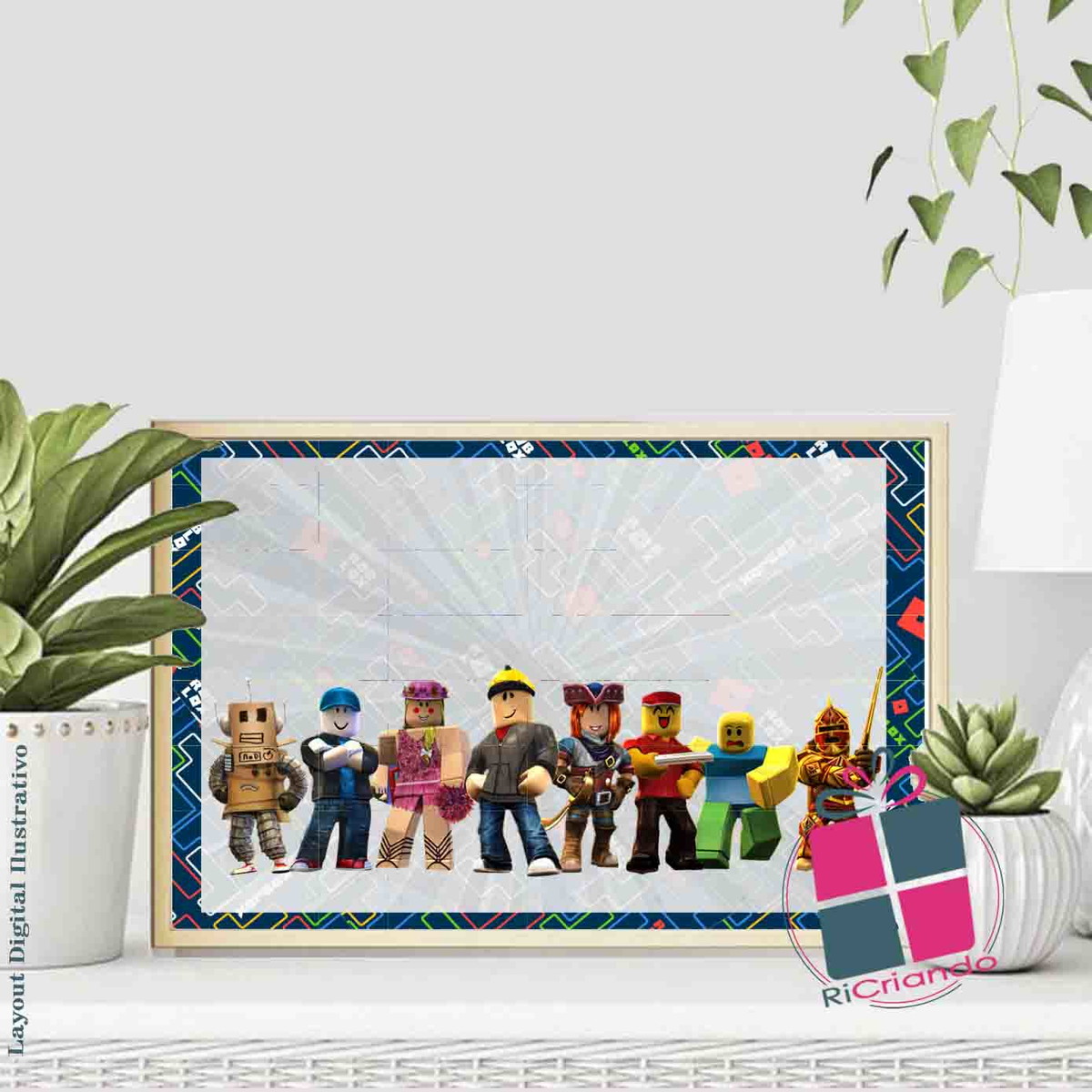QUADROS ROBLOX – ARQUIVO DIGITAL - Topo de Bolo Para Imprimir