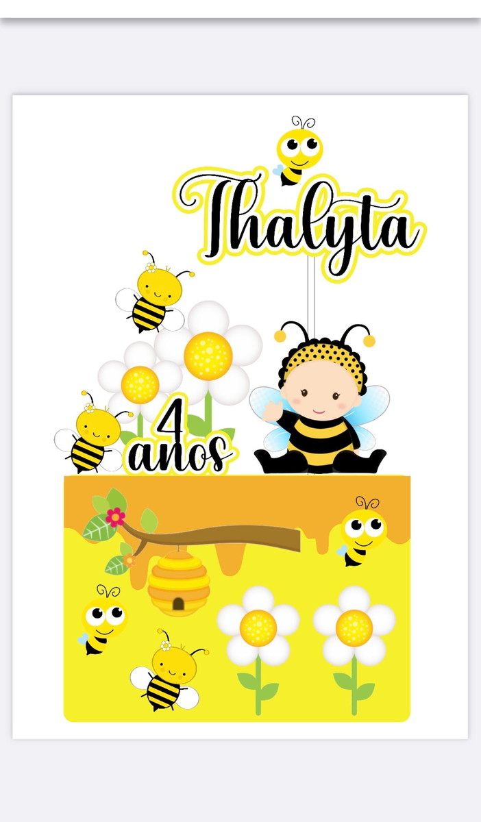 Topo Abelinha Cute - Topo de Bolo Para Imprimir