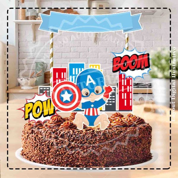 TOPO DE BOLO CAPITÃO AMÉRICA BABY 02- ARQUIVO DIGITAL – Topo de Bolo ...