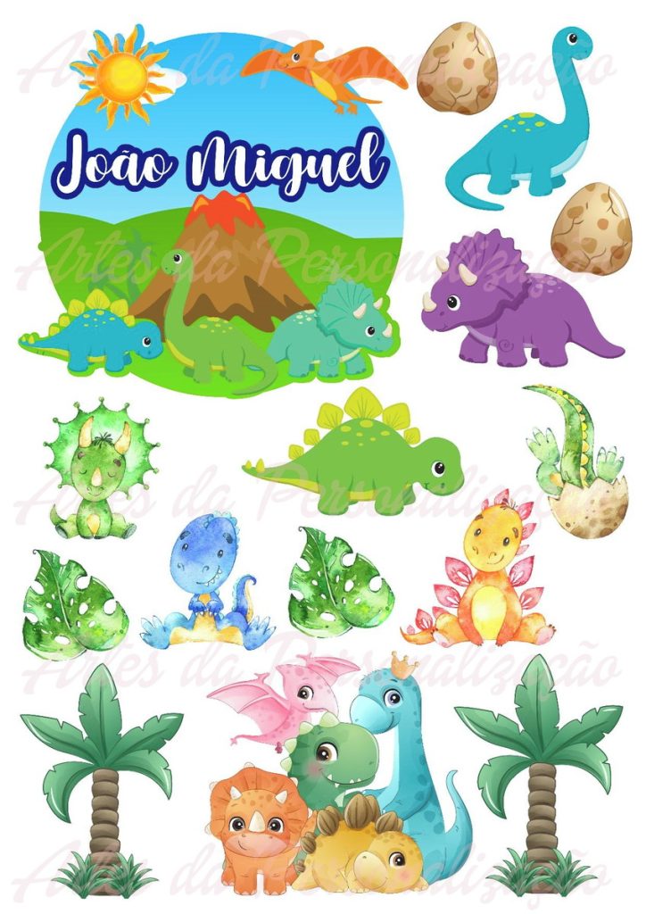 Topo de Bolo Dinossauro baby DIGITAL - Topo de Bolo Para Imprimir