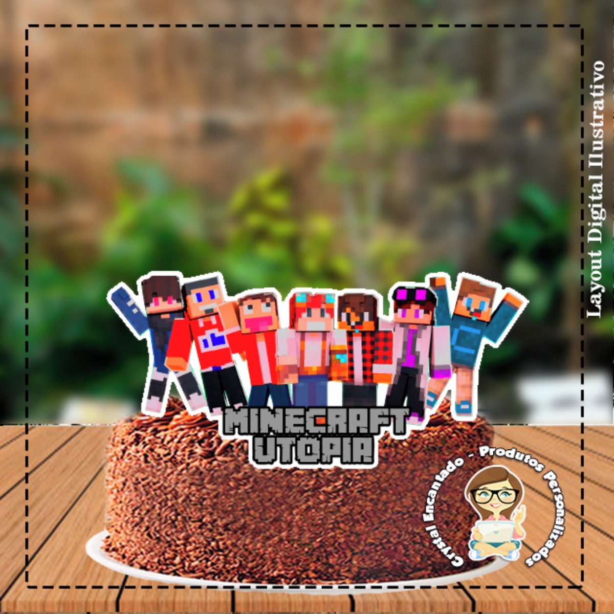 Topo De Bolo Minecraft Utopia – Ref 3935 Arquivo Digital – Topo de Bolo ...