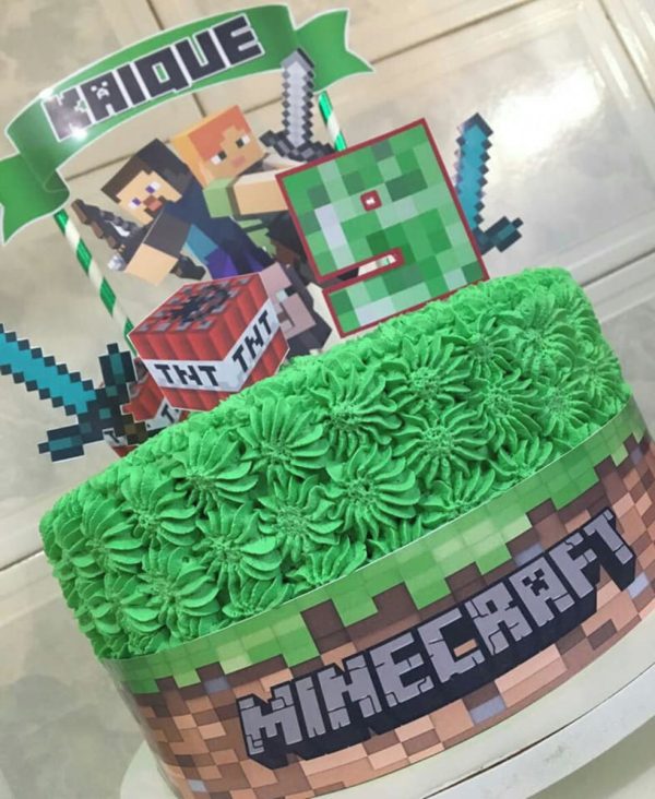 Topo de Topo de Bolo Minecraft (Arquivo Digital) - Topo de Bolo Para ...