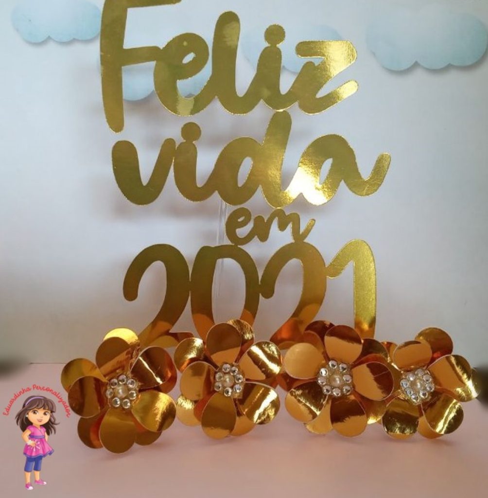 Topo Feliz Vida em 2021 - Arquivo de Corte - Topo de Bolo Para Imprimir