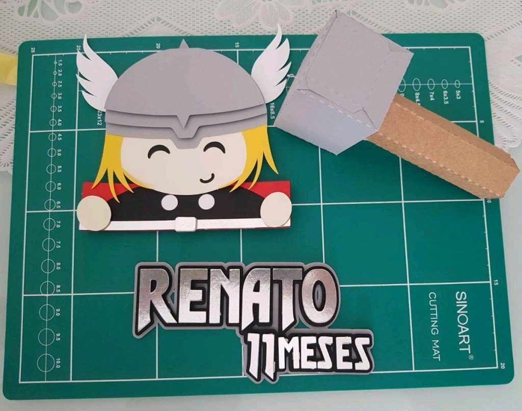 TOPO Thor cut + 4 ARQUIVOS A SUA ESCOLHA - Topo de Bolo Para Imprimir