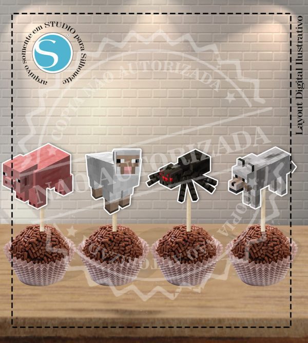 TOPPER MINECRAFT - ARQUIVO DIGITAL - Topo de Bolo Para Imprimir