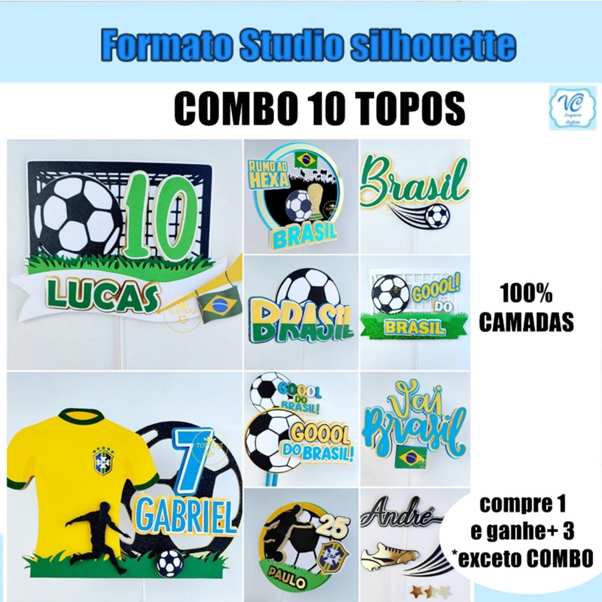 484- Combo 10 Arquivos Topos Futebol Copa do Mundo - Topo de Bolo Para ...
