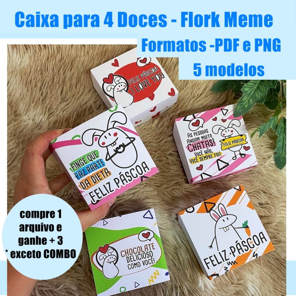 633- Arquivo de corte - Caixa DOCINHO FLORK MEME - Topo de Bolo Para ...