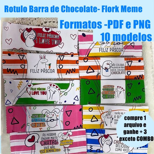 635- Arquivo Rotulo Barra de chocolate FLORK MEME - Topo de Bolo Para ...