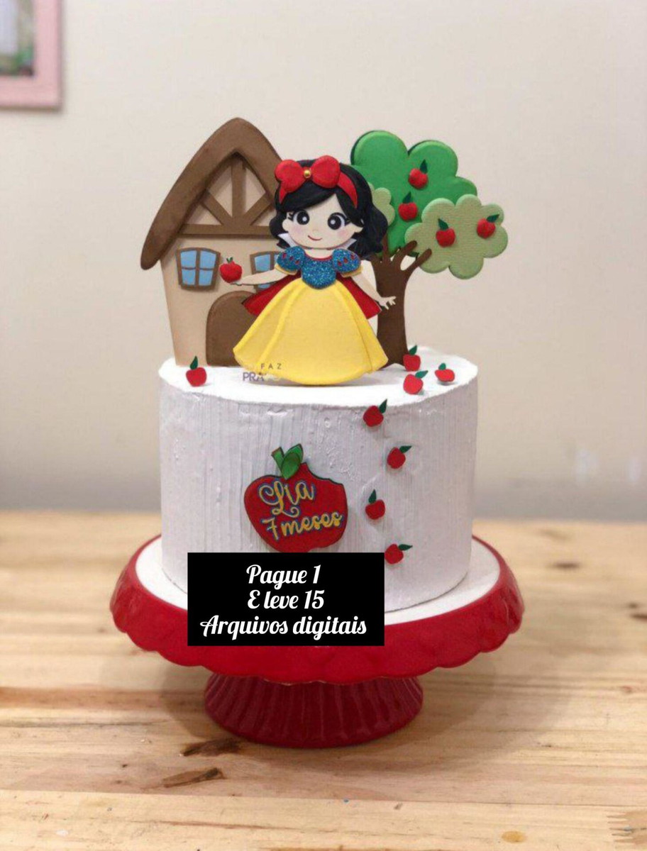 Arquivo de Corte-topo de Bolo Branca de Neve Cute - Topo de Bolo Para ...
