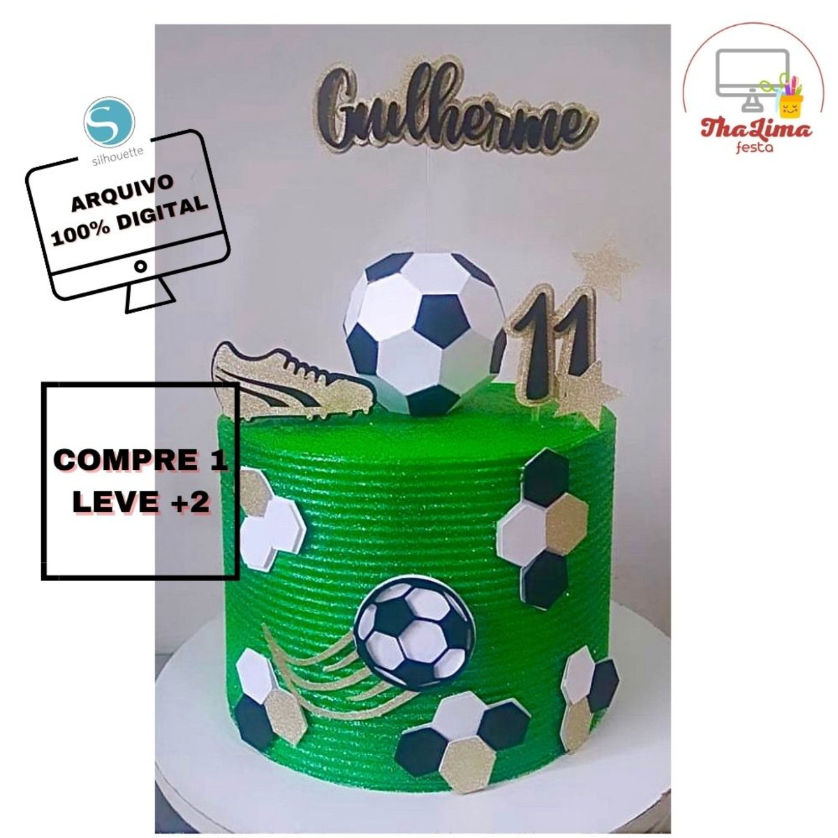 Arquivo de Corte Topo de Bolo Futebol Bola 3d Camadas - Topo de Bolo ...