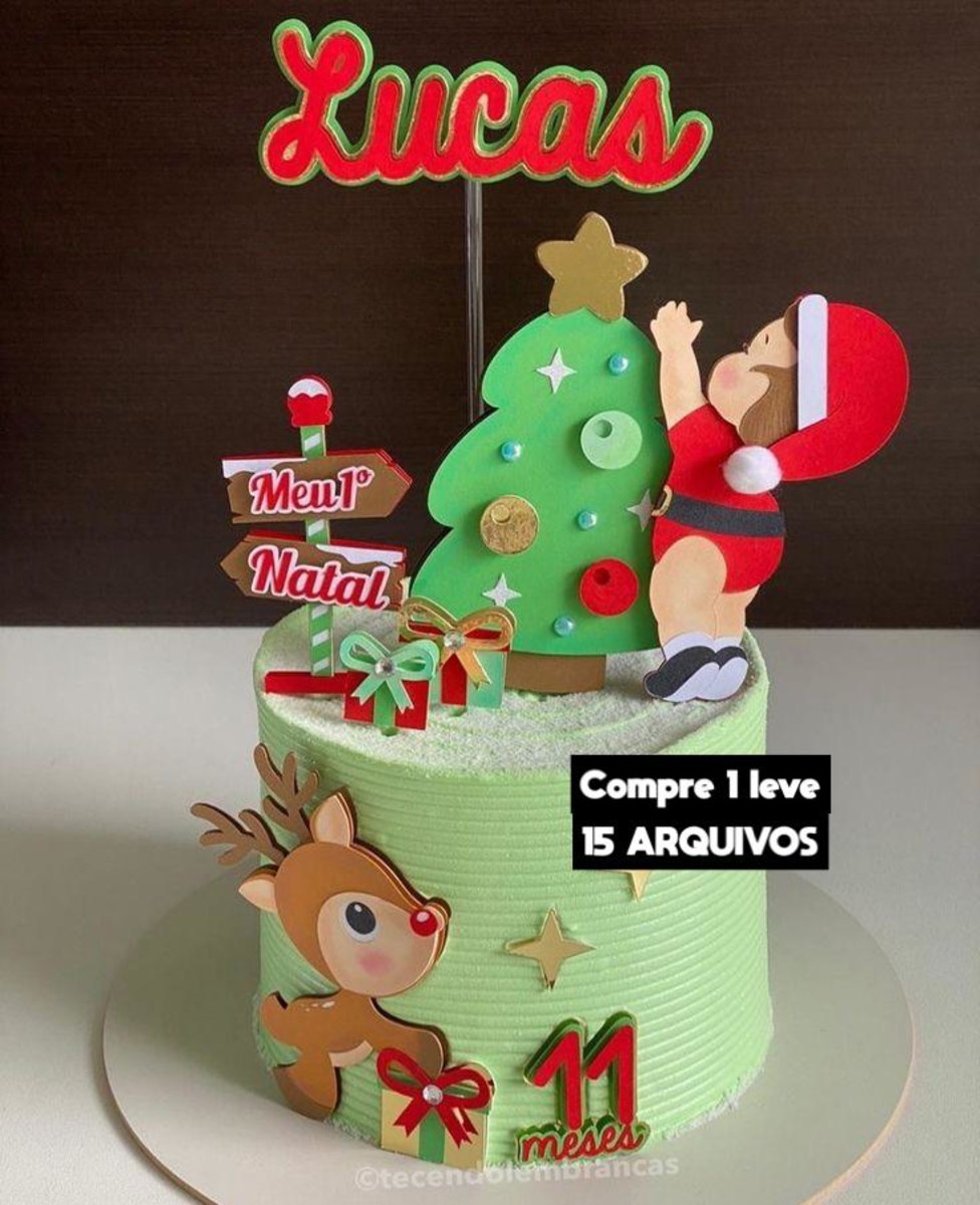 Arquivo de Corte- Topo de Bolo Natal Baby Rena - Topo de Bolo Para Imprimir
