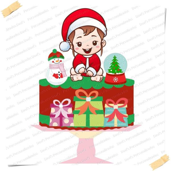 Arquivo De Corte Topo De Bolo Natal Menina 2 Topo De Bolo Para Imprimir