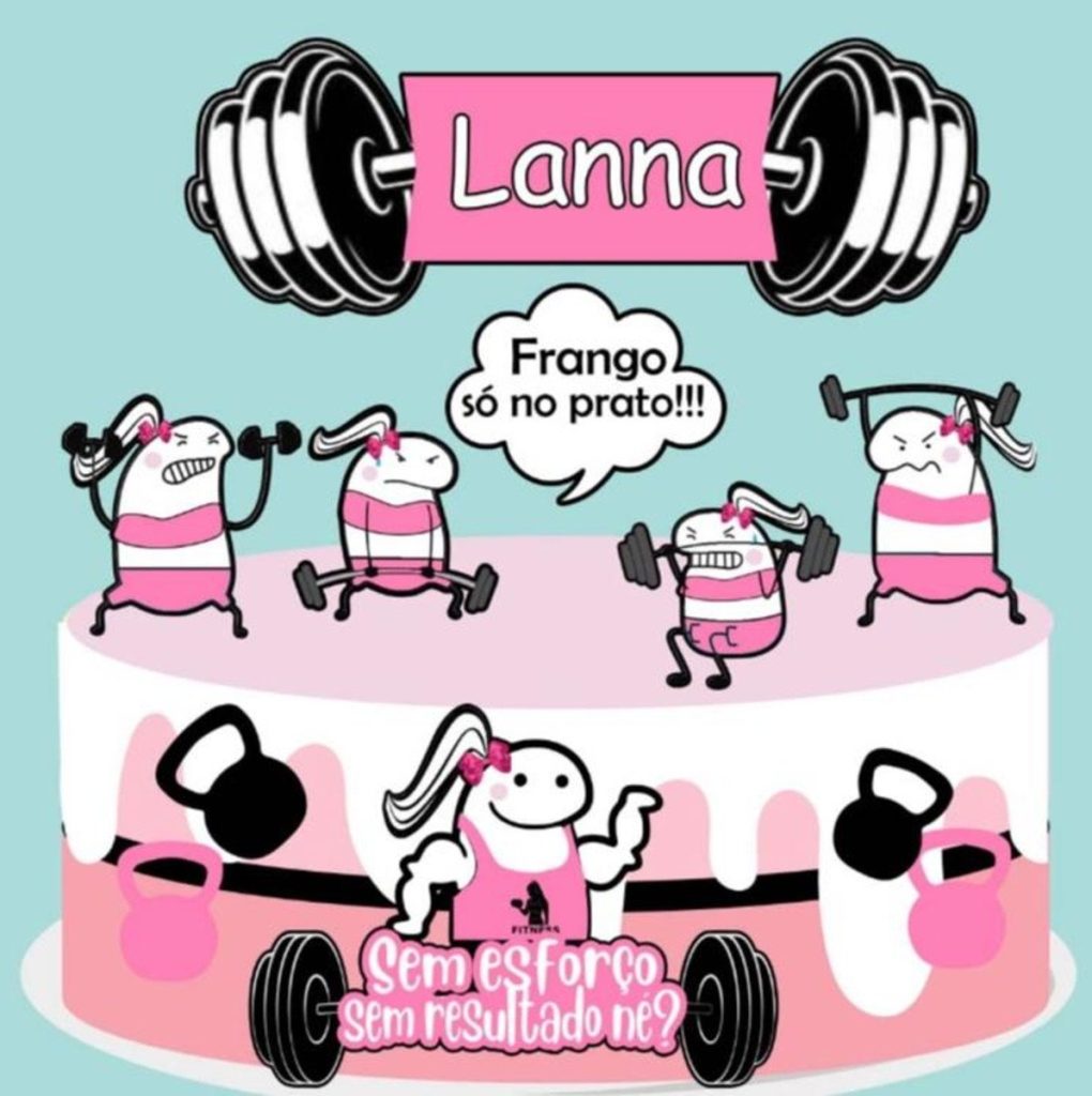 Arquivo Digital Topo de Bolo Flork Academia Feminino - Topo de Bolo Para Imprimir