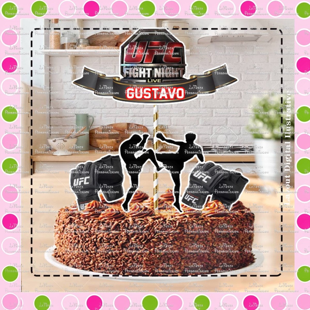 Topo de Bolo Luta UFC - Topo de Bolo Para Imprimir