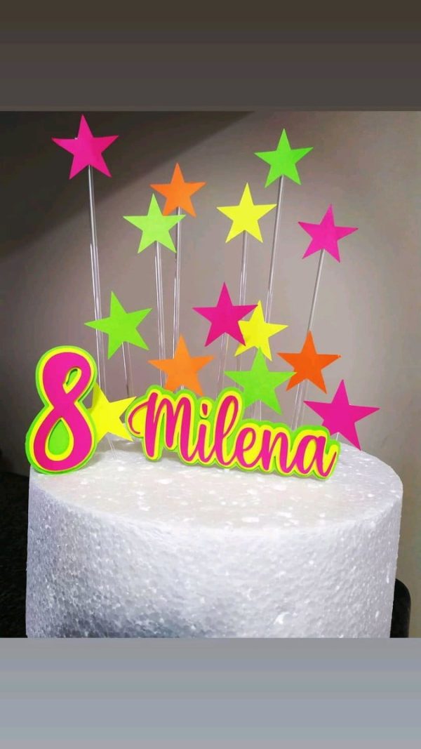 Topo de Bolo Neon - Topo de Bolo Para Imprimir