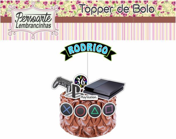 Topo de Bolo Playstation - Topo de Bolo Para Imprimir