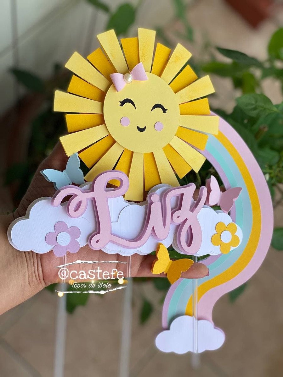 Topo de Bolo Sol Cute - Topo de Bolo Para Imprimir
